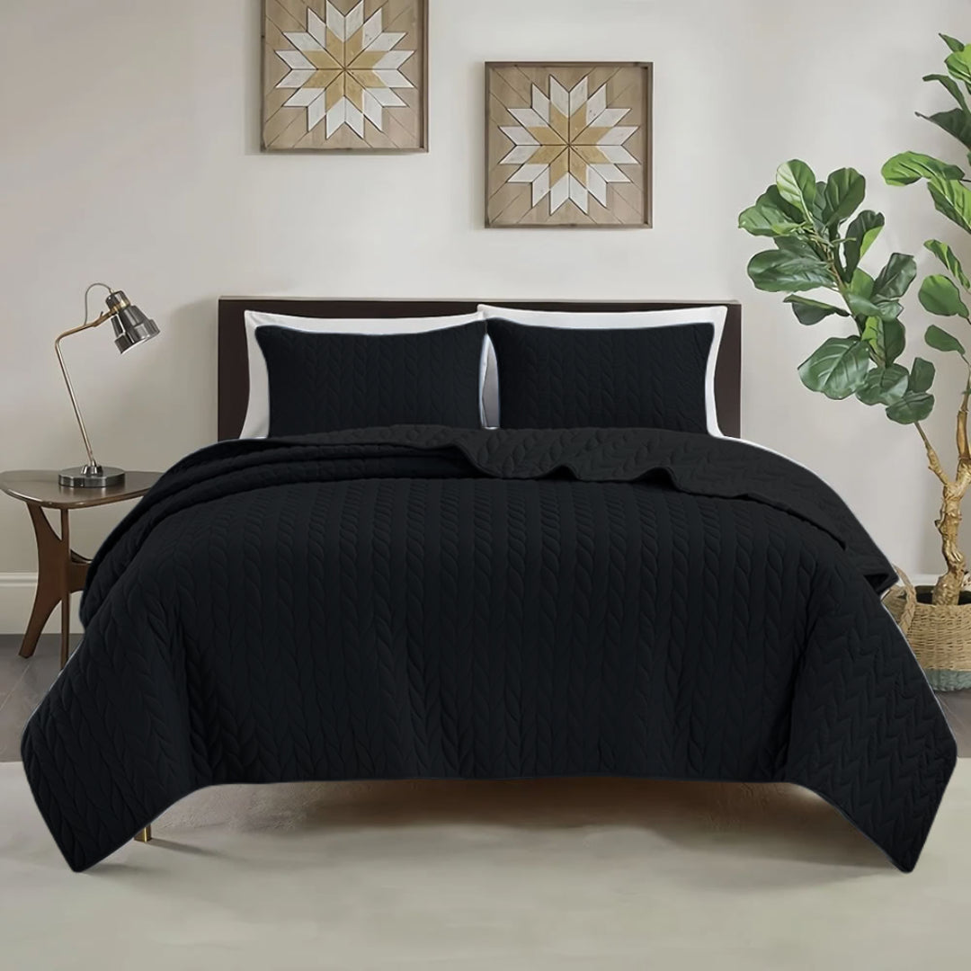VINTAGE BLACK BEDSPREAD SET - 3 PCS (PREMIUM) – Nafasat Bedding ...